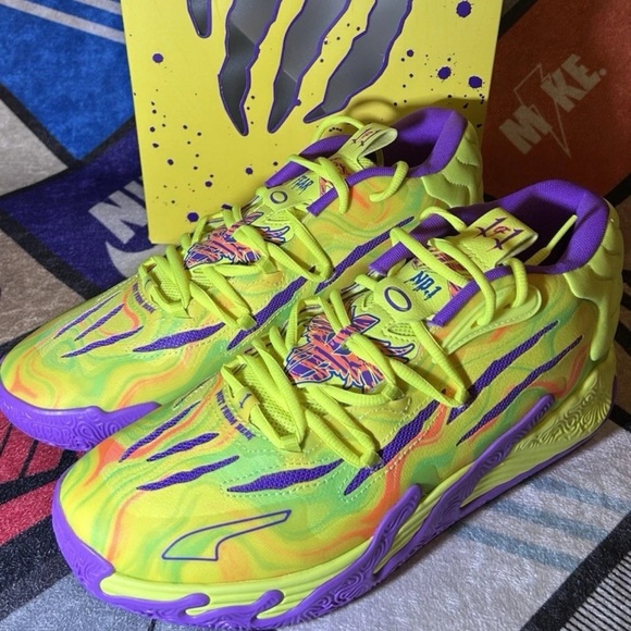 Puma | Shoes | Puma Melo Ball Mb3 Spark In Safety Yellow Purple Glimmer ...